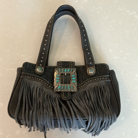 Trinity Ranch | Bags | Trinity Ranch Western Style Gray Tooled Leather ...